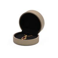 China Round PU Leather Jewellery Box With Hinge Closure Storage Jewelry Gift Case for sale