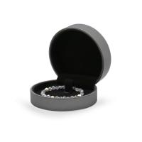 China Round PU Leather Jewellery Box With Hinge Closure Storage Jewelry Gift Case for sale
