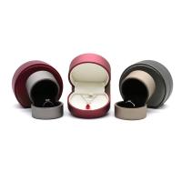China Round PU Leather Jewellery Box With Hinge Closure Storage Jewelry Gift Case for sale