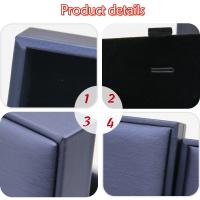 China Luxury Double Ring Necklace Jewelry Box Set Elegant Blue PU Leather Material for sale