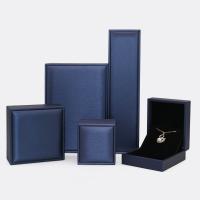 China Luxury Double Ring Necklace Jewelry Box Set Elegant Blue PU Leather Material for sale