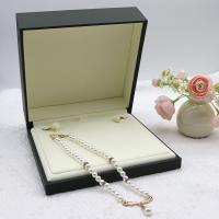 China Custom Logo Jewelry Display Box Leatherette Necklace Box With Textured Matte Exterior for sale