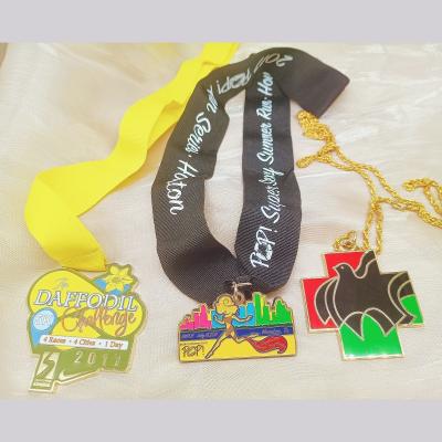 China Wholesale Die Casting Gold Plated Custom Design Zinc Alloy Medal with Ribbon for sale