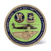 China Brass Custom Challenge Coins with Gravure Printing and 2.25