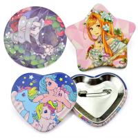 China Custom Logo 37mm Tin Material Button Badge Lapel Pin for Promotional Gifts for sale