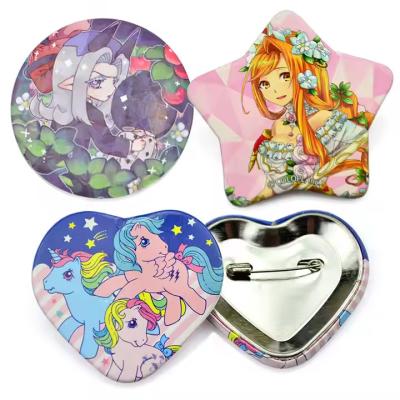 China Custom Logo 37mm Tin Material Button Badge Lapel Pin for Promotional Gifts for sale