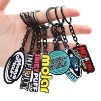 China Custom Key Chain with 3D Logo Letters Hard Soft Enamel and Sandblast Backside for Promotional Keyring for sale