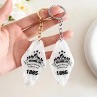 China Promotional Custom Acrylic Hotel Room Number Plate Keychains Creative Diamond Nameplate with Woven Technique Square Pattern for sale