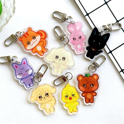 China Custom Clear Acrylic Keychain Logo Cartoon Glitter Epoxy Keychain Charm Plastic Key Chain Anime Acrylic Keyring Custom for sale