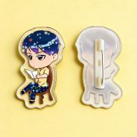 China Custom Acrylic Pin Badge - Cute Japanese Anime Brooch for Girls, High Quality Fashion Accessory for sale