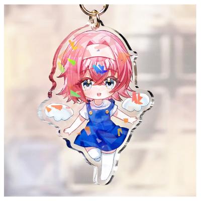 China Personalized Cheap Holographic Acrylic Charm Custom Acrylic Anime Keychain for sale