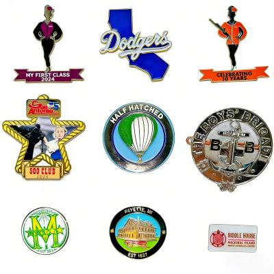 China Custom Durable Steel Badge–Unique Shape with Color Enamel–Branding Pin Attaches with Safety Pin for sale