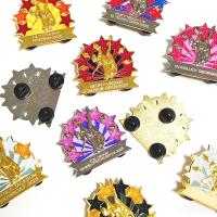 China Custom hard or soft enamel lapel pin with glitter, UV print, and cute anime cartoon logo. for sale