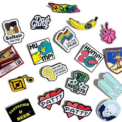 China Get wholesale custom hard or soft enamel pins with silk screen printing for your clothing line. for sale