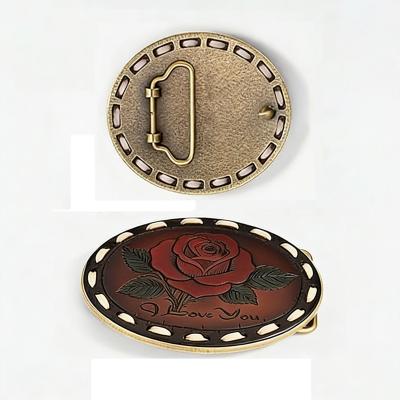 China Custom belt buckle made of antique silver zinc alloy with colorful soft enamel detailing for you. for sale