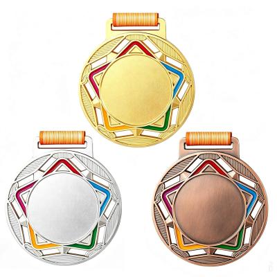 China Sport Medals Gold Silver Bronze Football Volleyball With Ribbon Factory Wholesale for sale