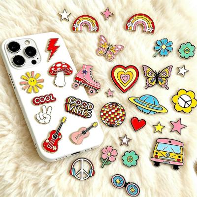 China Custom Engraved Soft Enamel Metal Sticker with Zinc Alloy for Phone Occasions for sale