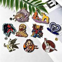 China Factory Direct Custom Anime Game Character Merch Gold Metal Brooch Hard Enamel Pin with UV Printing Modern Enamel Pins for sale