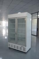 China Commercial Double Glass Door Vertical Display Cabinet with Light Box for sale