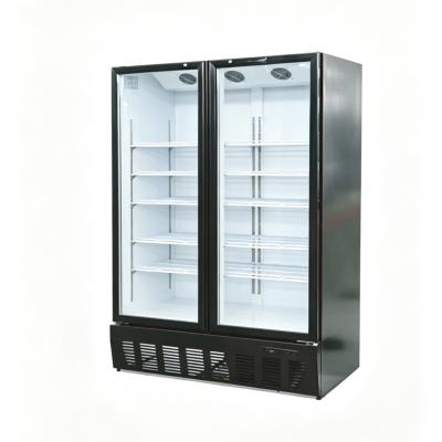 China Commercial Double Glass Door Vertical Refrigerated Chiller for sale