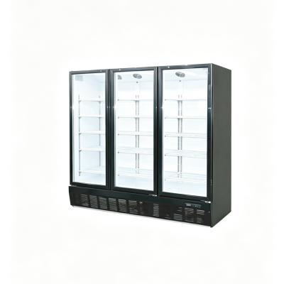 China Triple Glass Door Vertical Refrigerated Chiller for sale