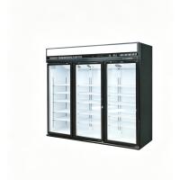 China Commercial Triple Glass Door Vertical Display Cabinet with Light Box for sale