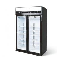 China Commercial Double Glass Door Vertical Display Cabinet with Light Box for sale