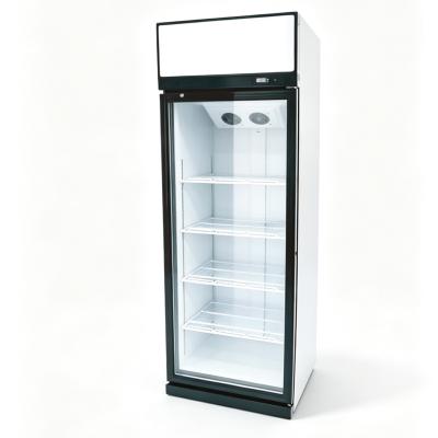 China Commercial Single Glass Door Vertical Display Cabinet with Light Box for sale