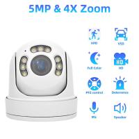 China YGHT 5MP PTZ Dome Camera with 4X Zoom, Full Color Night Vision, 40M IR, Two-Way Audio, IP66 Waterproof Security Camera for sale