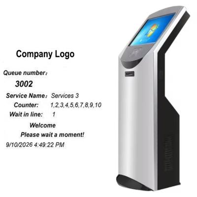 China 24 Inch Queue Numbering Machine Queue Ticket Kiosk with 80 MM Thermal Printer for sale