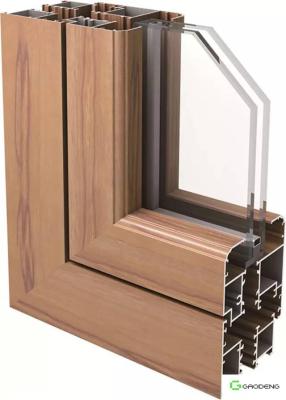 China Golden Anodized Wood Grain Casement Aluminum Profile Windows 6063 Alloy for sale
