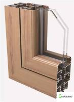 China Golden Anodized Wood Grain Casement Aluminum Profile Windows 6063 Alloy for sale