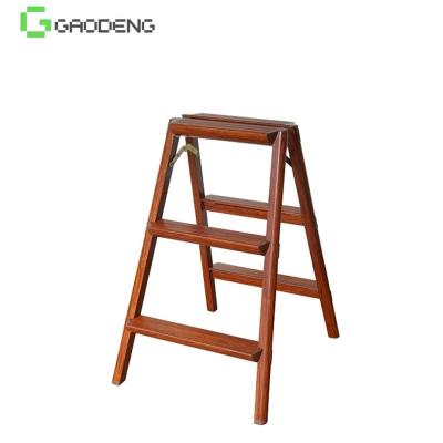 China Two Steps Wooden Aluminum Ladder 1.1mm Thickness 100kg Capacity Anti-Skid PVC Foot Mats for sale