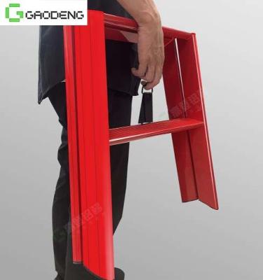 China Two Steps Wooden Aluminum Ladder 1.1mm Thickness 100kg Capacity Anti-Skid PVC Foot Mats for sale