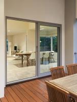 China Customized Size Patio Sliding Doors Double Glazed 5mm+12A+5mm Aluminum Frame for sale