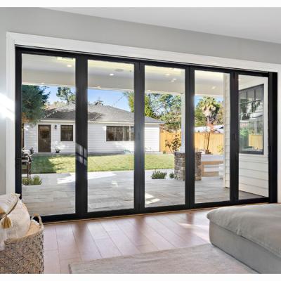 China Commercial Aluminum Stacker Door Exterior Double Tempered Glass 2.0mm Profile Thickness for sale