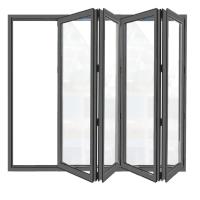 China Commercial Aluminum Folding Door Double Tempered Glass 80mm Thickness for Patio for sale