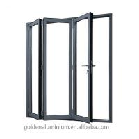 China Commercial Aluminum Folding Door Double Tempered Glass 80mm Thickness for Patio for sale