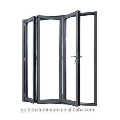 China Commercial Aluminum Folding Door Double Tempered Glass 80mm Thickness for Patio for sale