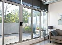 China Toughened Glass White Aluminum Sliding Doors Powder Coating for sale