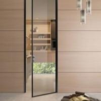 China Narrow Frame Noiseless Aluminum Casement Door 1.2mm-2.0mm Double Tempered Glass for sale