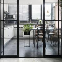 China Kitchen Oil Fume Proof Aluminum Sliding Door Double Tempered Glass 5 Year Warranty for sale