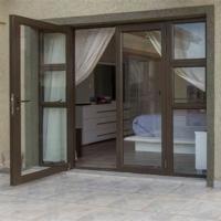 China Patio Aluminum Frame Hinged Screen Door Tempered Glass for sale