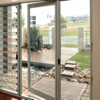 China Patio Aluminum Frame Hinged Screen Door Tempered Glass for sale