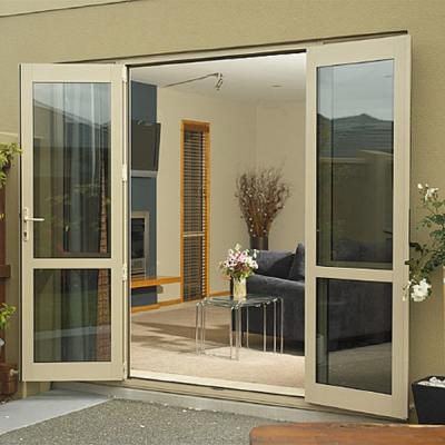 China Restaurant Double Hinged Aluminium Doors Fire Prevention for sale