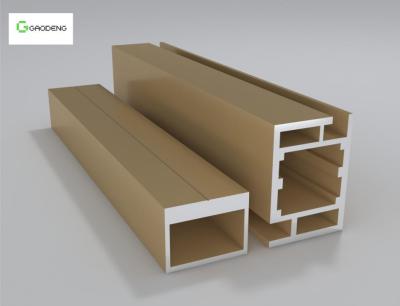 China Golden Extruded Wood Grain Aluminum Profile 6063 T5 Aluminium Alloy 60um Powder Coating for sale