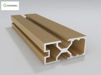China Golden Extruded Wood Grain Aluminum Profile 6063 T5 Aluminium Alloy 60um Powder Coating for sale