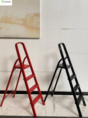 China Red 4 Steps  Aluminum Folding Ladder Using Hight 87 cm Max Load 150KG for sale