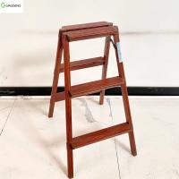 China Two Steps Wooden Aluminum Ladder 1.1mm Thickness 100kg Capacity Anti-Skid PVC Foot Mats for sale