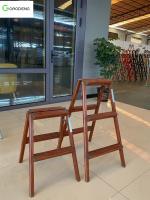 China Two Steps Wooden Aluminum Ladder 1.1mm Thickness 100kg Capacity Anti-Skid PVC Foot Mats for sale